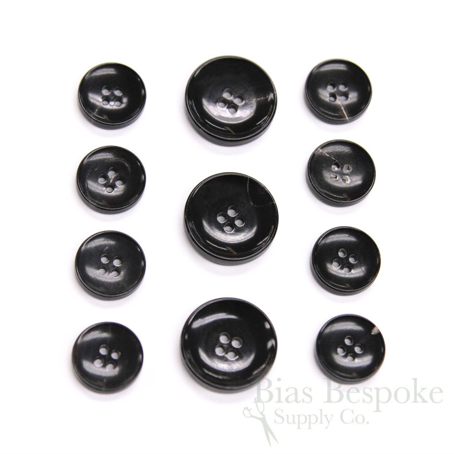 Sets of Concave Black Buffalo Horn Buttons for Suits and - Etsy