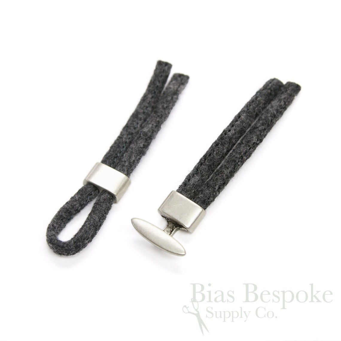 Modern Silver Metal and Charcoal Gray Felt Toggle Made in - Etsy