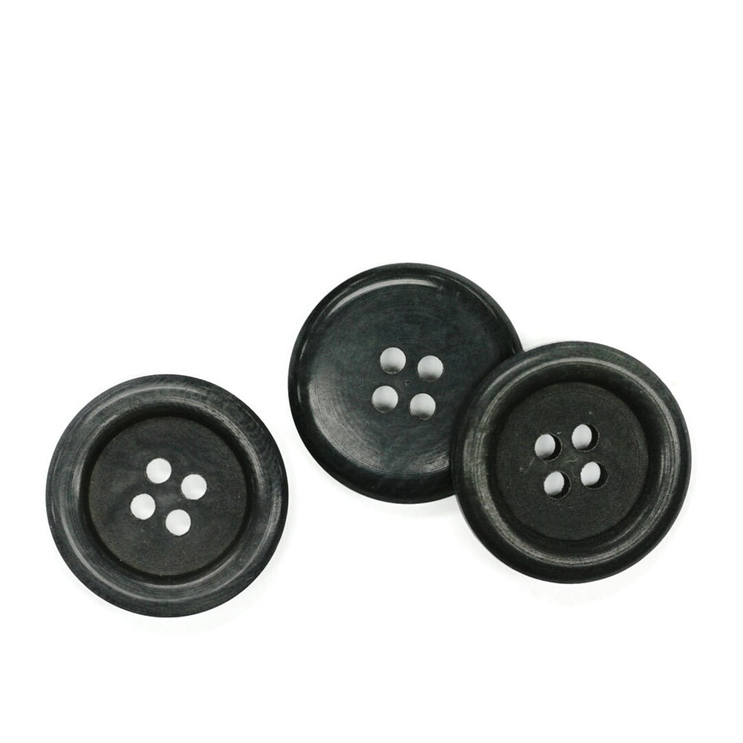 Set of 3 Classic Dark Gray Blue Corozo Buttons for Overcoats, Made in ...