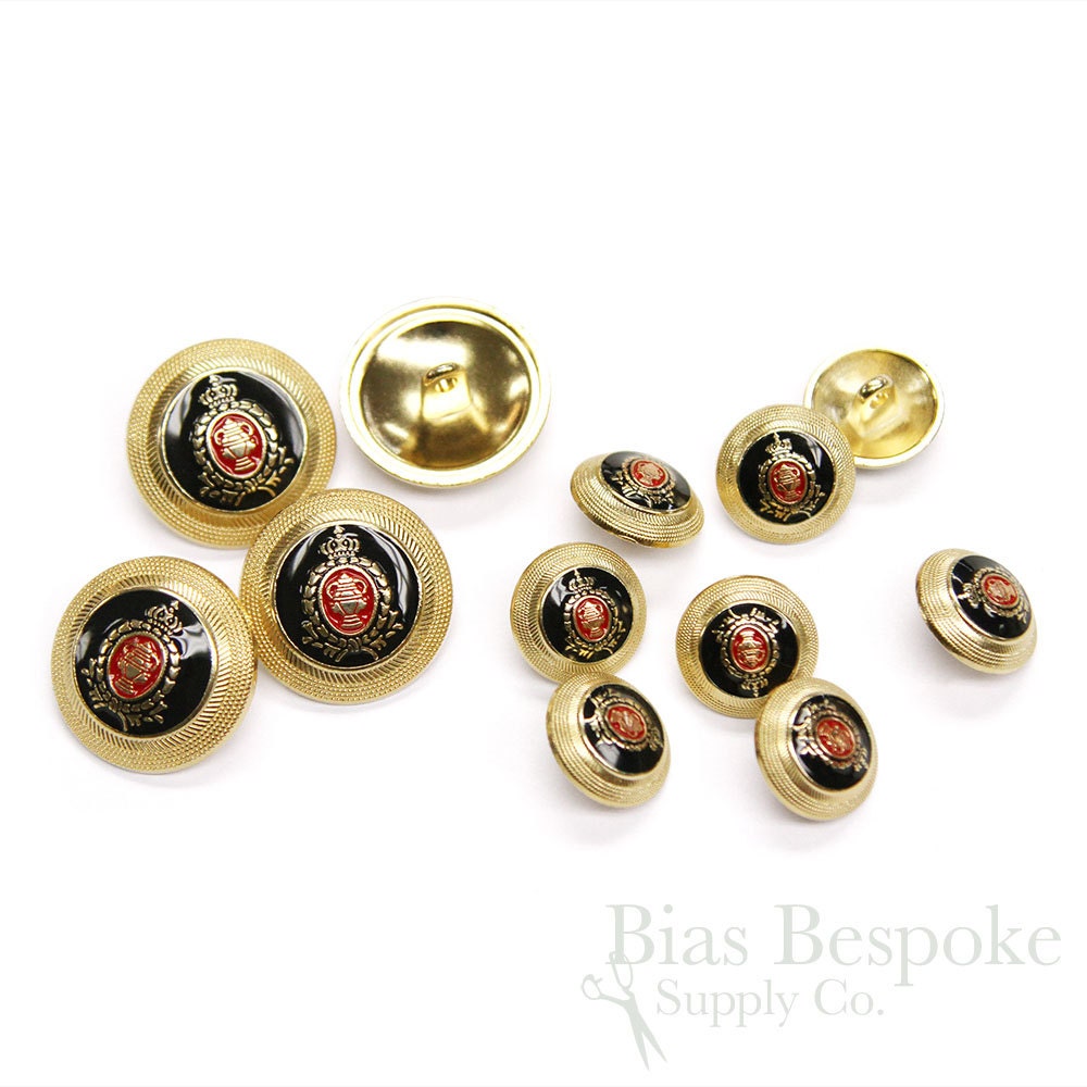 Gold Coat of Arms Buttons With Two-color Enamel Made in Italy - Etsy