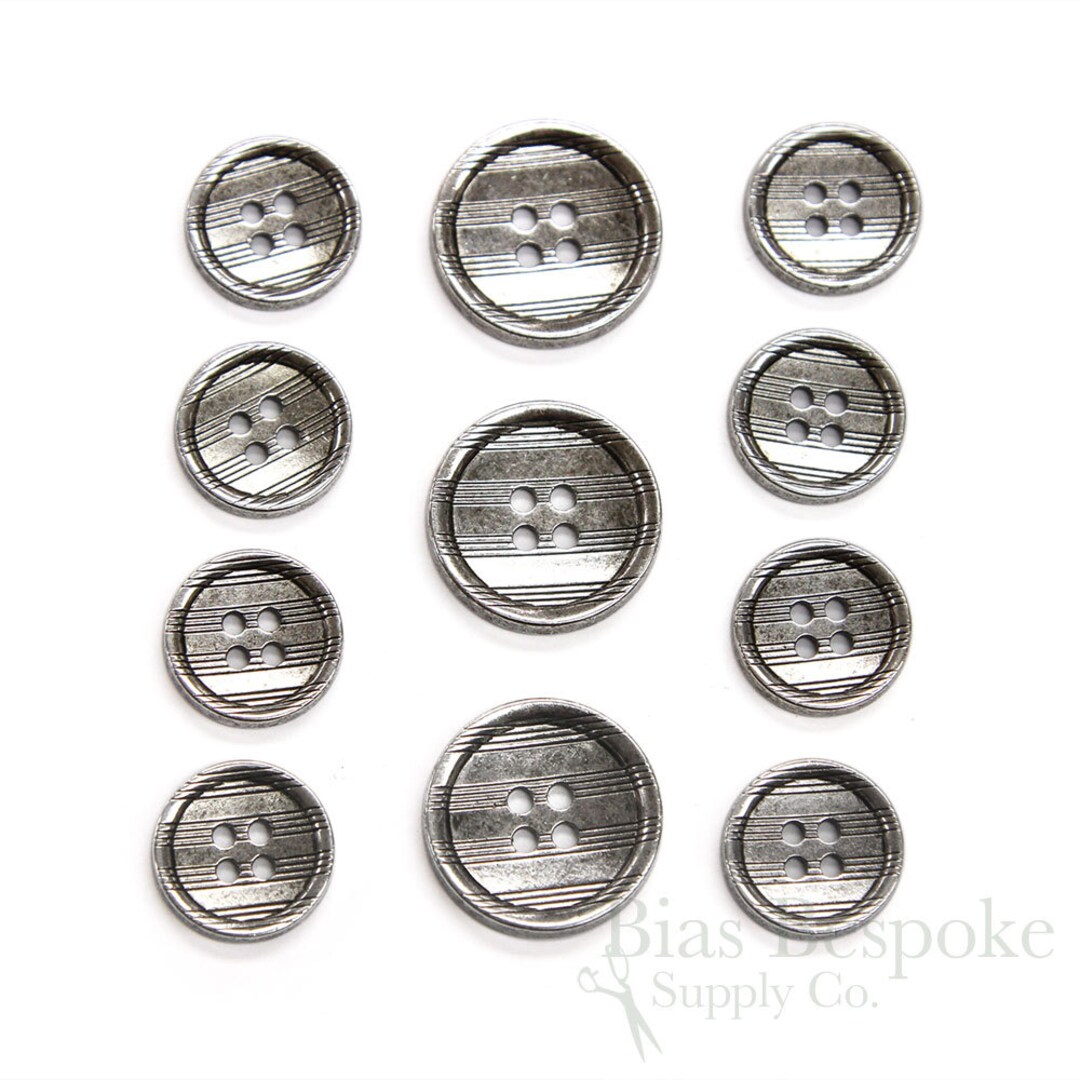 Parallel Lines Silver Metal Suit Buttons, Made in Italy - Etsy