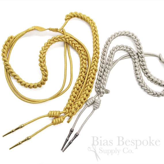 BEAU Braided Aiguillette With Metal Tips Gold and Silver | Etsy