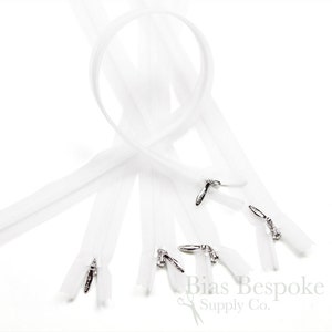 Transparent Invisible Zippers With Silver Pullers, Size #3, Bias ...