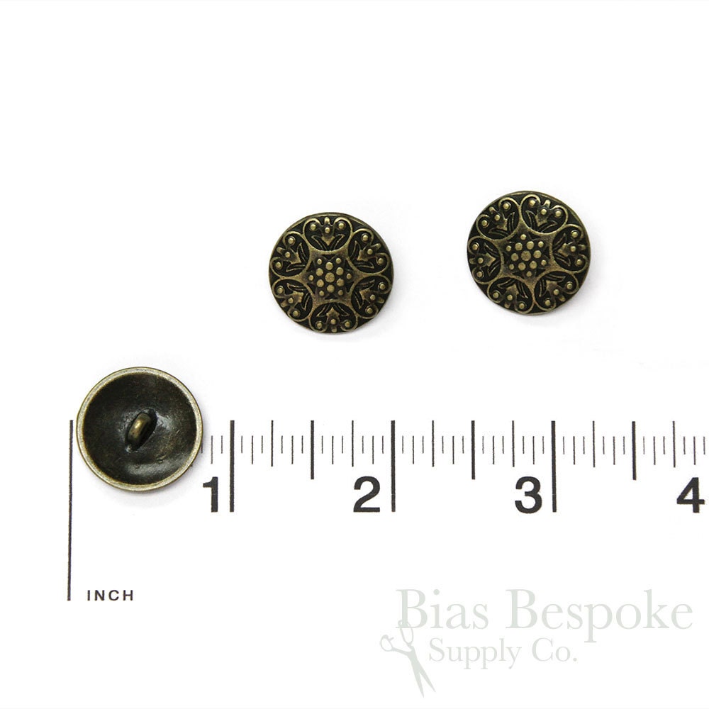 Set of 12 Antique Brass Patterned Buttons 32 Line - Etsy