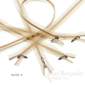 Transparent Invisible Zippers With Silver Pullers, Size #3, Bias ...