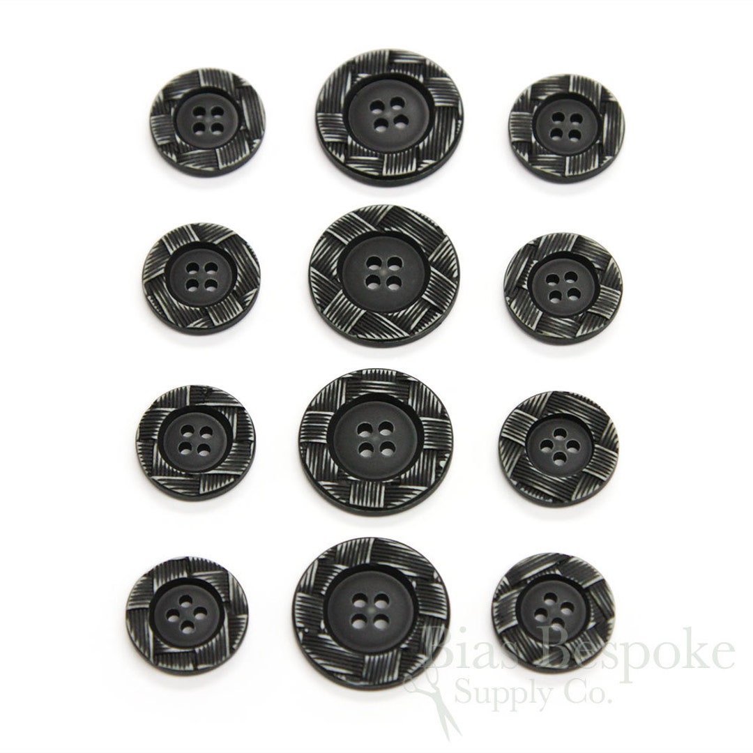 CLARK Aged Black Woven-look Buttons, Made in Italy - Etsy
