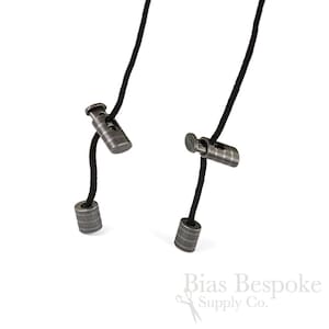 Parallel Lines Antique Silver Metal Cord Locks and End Caps, Made in ...