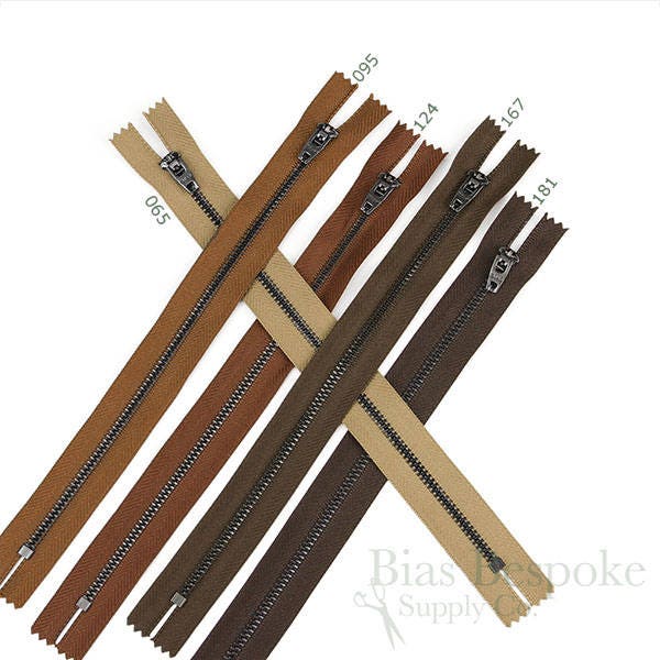 Set of 12 Good, Strong Pants Zippers With Gunmetal Teeth, Bias Bespoke ...