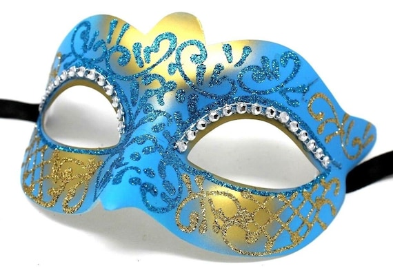 Turquoise Blue and Gold Masquerade Mask | Etsy