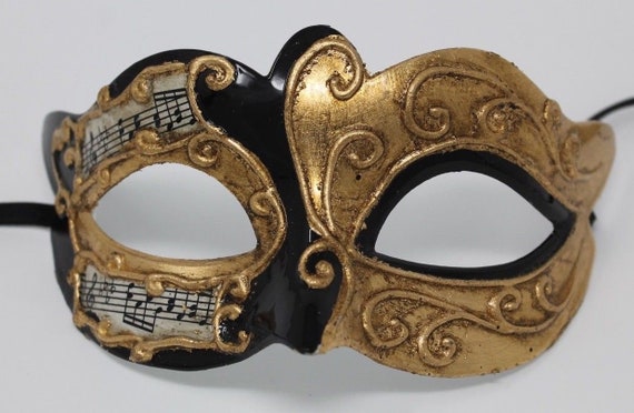 Black and Gold Musical Masquerade Mask for Masked Ball With | Etsy