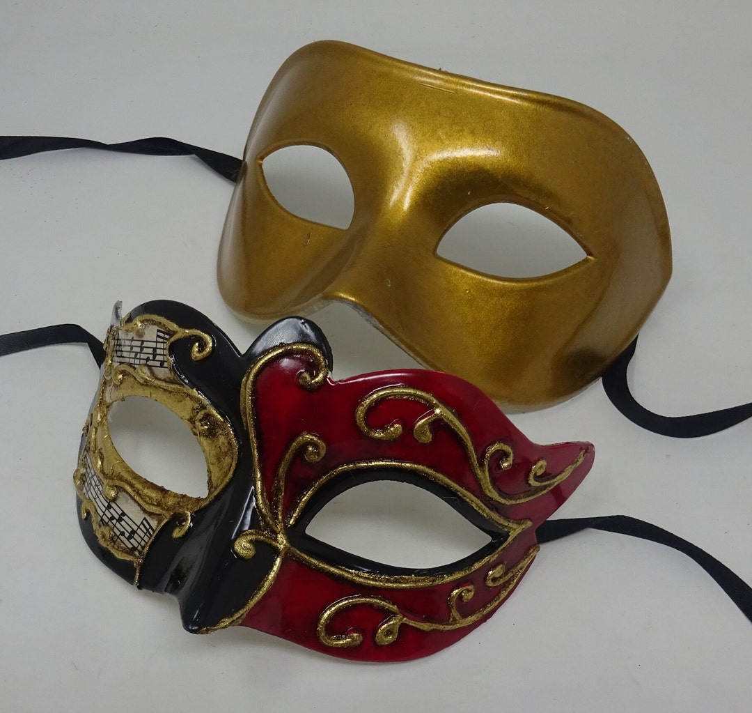 Musical Script Red Black and Gold His and Hers Couples Pair of ...