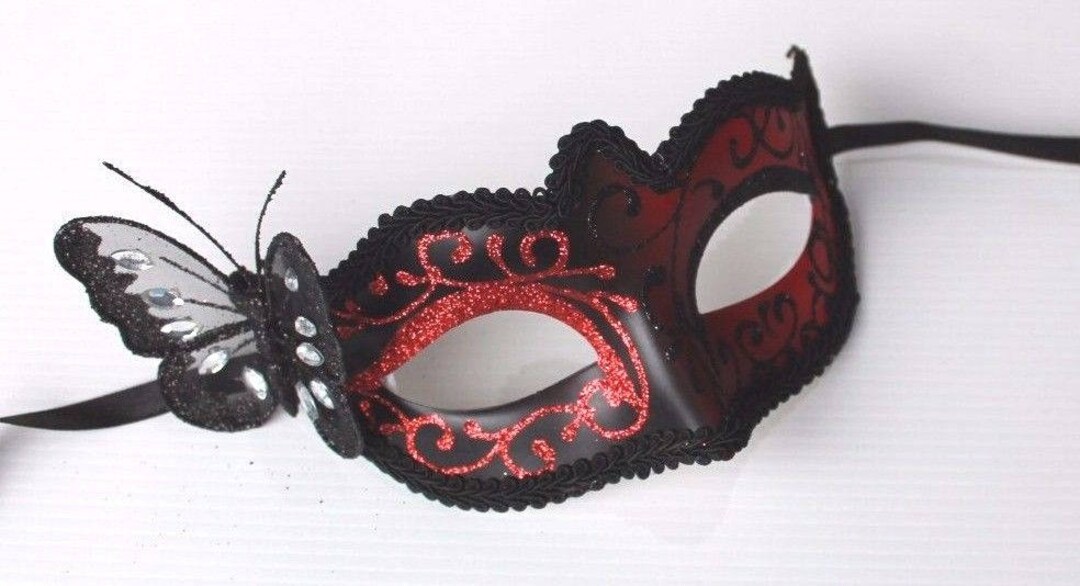 Red and Black Butterfly Masquerade Mask for Masked Ball - Etsy