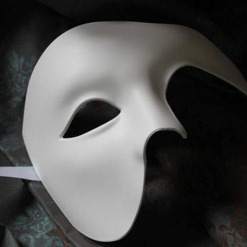 White Half Face Phantom Masquerade Mask - Etsy