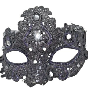 Silver Grey Brocade Lace Masquerade Party Carnival Eye Ball Mask - Etsy