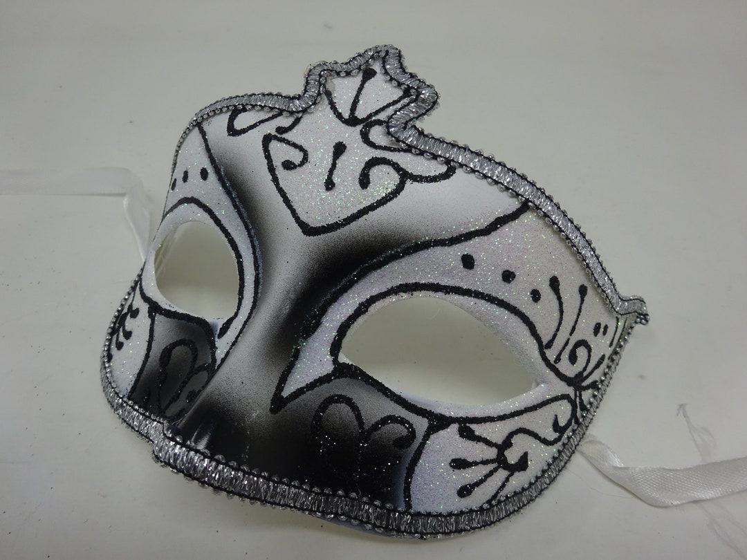 Black Sparkling Frosted White and Silver Masquerade Party Ball Mask - Etsy