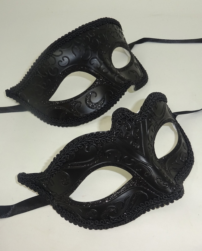 Black His N Hers Couples Venetian Masquerade Party Ball Eye Carnival ...