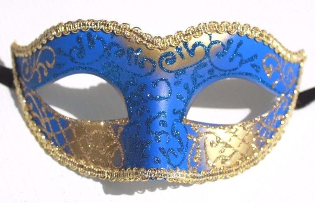 Blue and Gold Masquerade Mask - Etsy