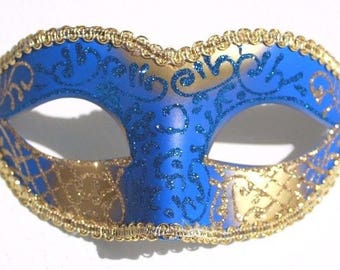 Blue and Gold Masquerade Mask | Etsy