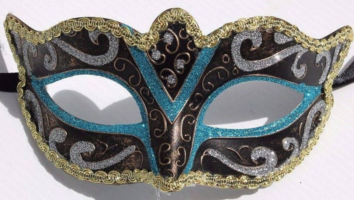 Turquoise Silver Bronze and Gold Masquerade Mask | Etsy