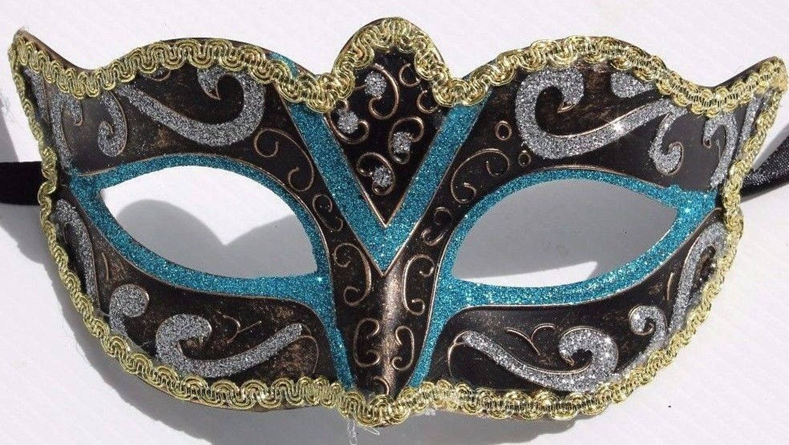 Turquoise Silver Bronze and Gold Masquerade Mask | Etsy