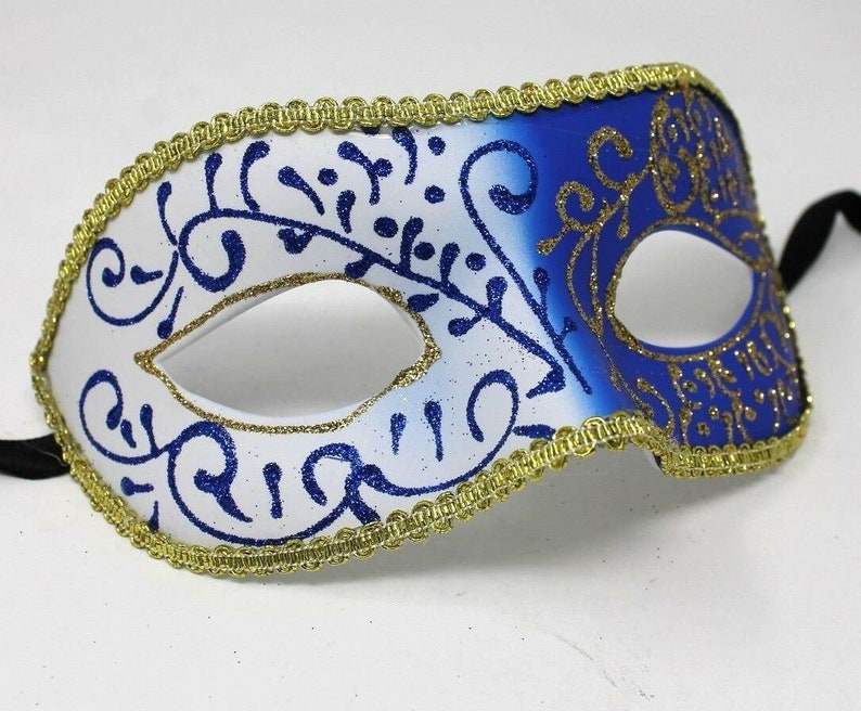 Blue and Gold Ladies Masquerade Mask | Etsy