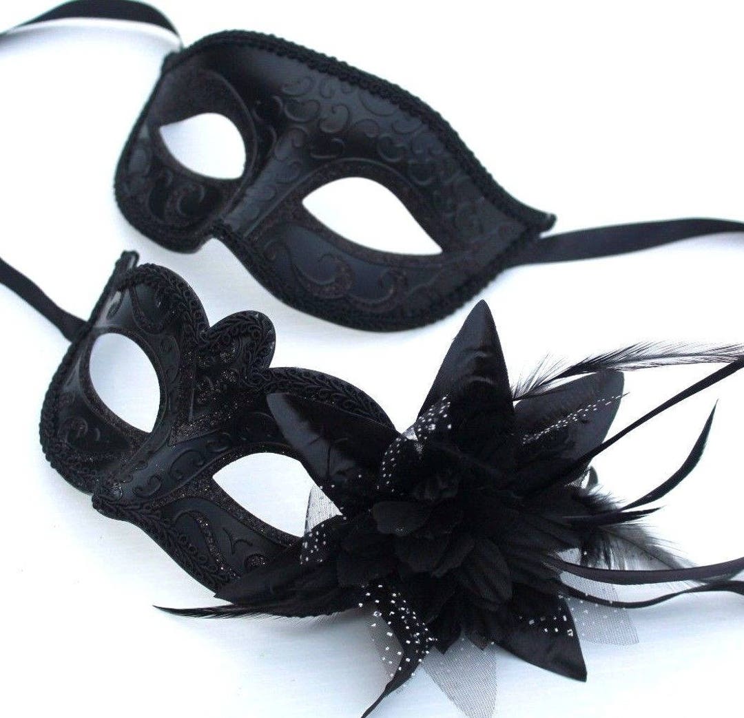 Black Pair of Male and Female Masquerade Masks - Etsy UK