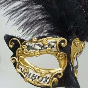 Black and Gold Musical Masquerade Mask for Masked Ball With Musical ...