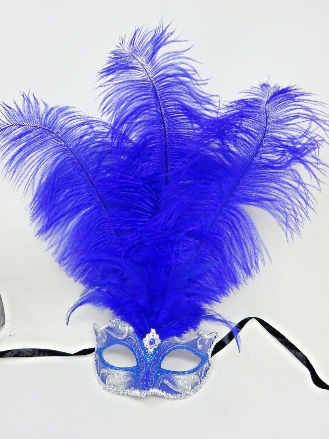 Blue and Silver Feather Masquerade Mask - Etsy