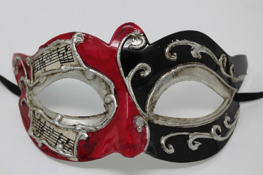 Red, Black and Silver Musical Venetian Masquerade Eye Mask for Masked ...