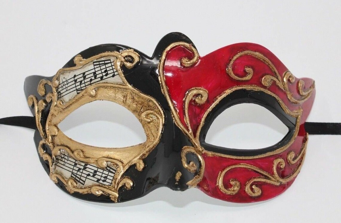 Red, Black and Gold Musical Masquerade Mask for Masked Ball - Etsy
