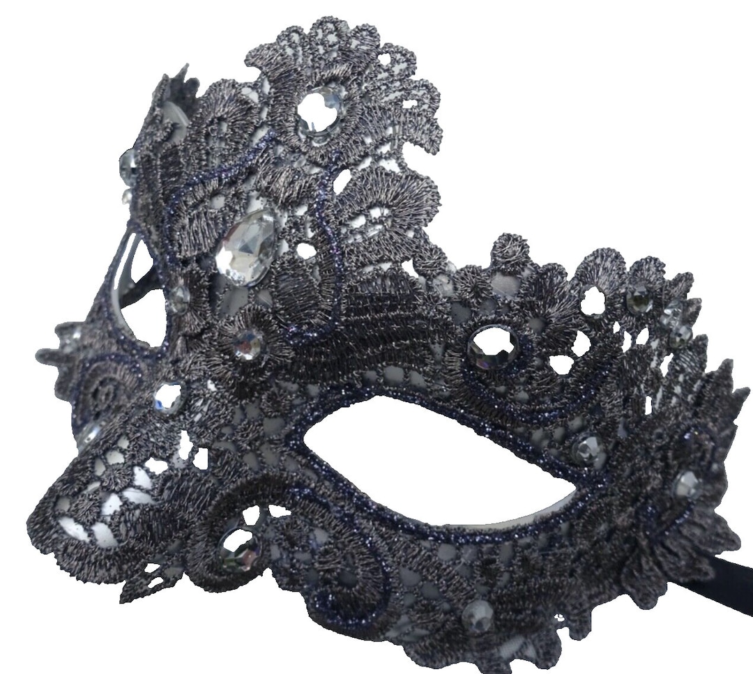 Silver Grey Brocade Lace Masquerade Party Carnival Eye Ball Mask - Etsy