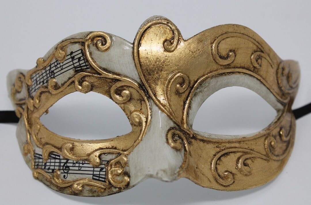 Ivory and Gold Musical Venetian Masquerade Eye Mask for Masked Ball ...