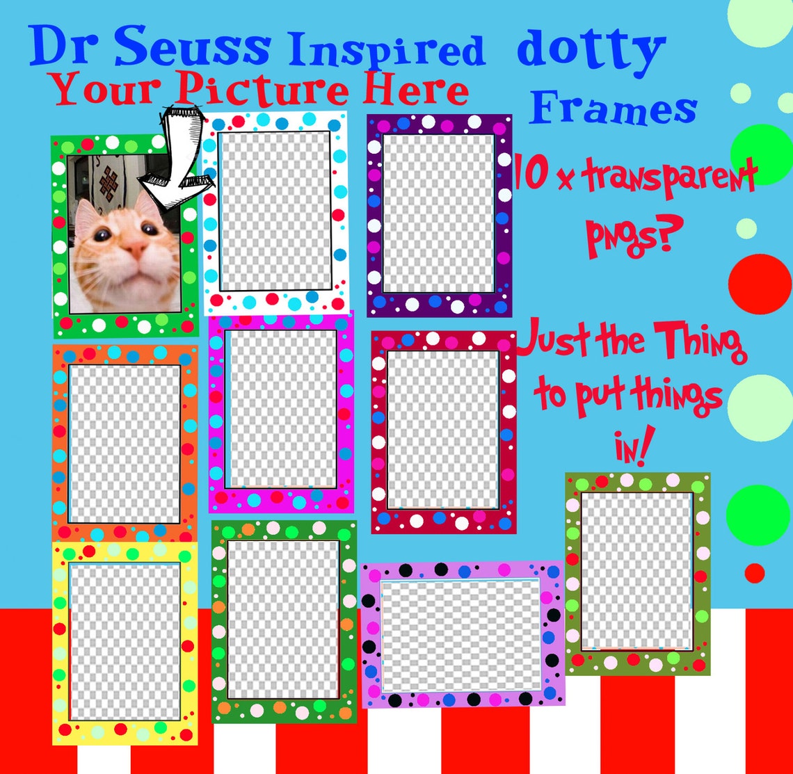 Dr Seuss Inspired Dotty Digital Frames - Etsy