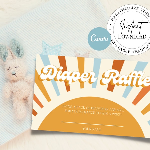 Here Comes the Son Diaper Raffle Card - Etsy