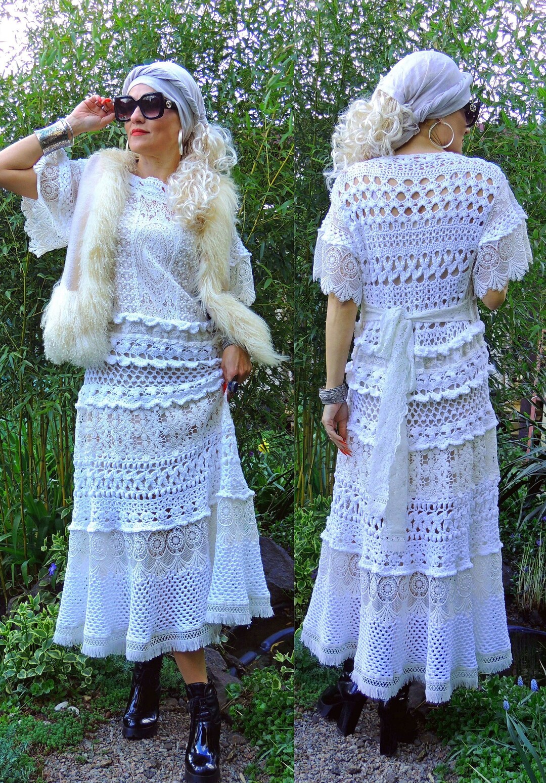 Rustic Long Cotton Wedding Simple Dress, White Maxi Boho Milkmaid Dress ...