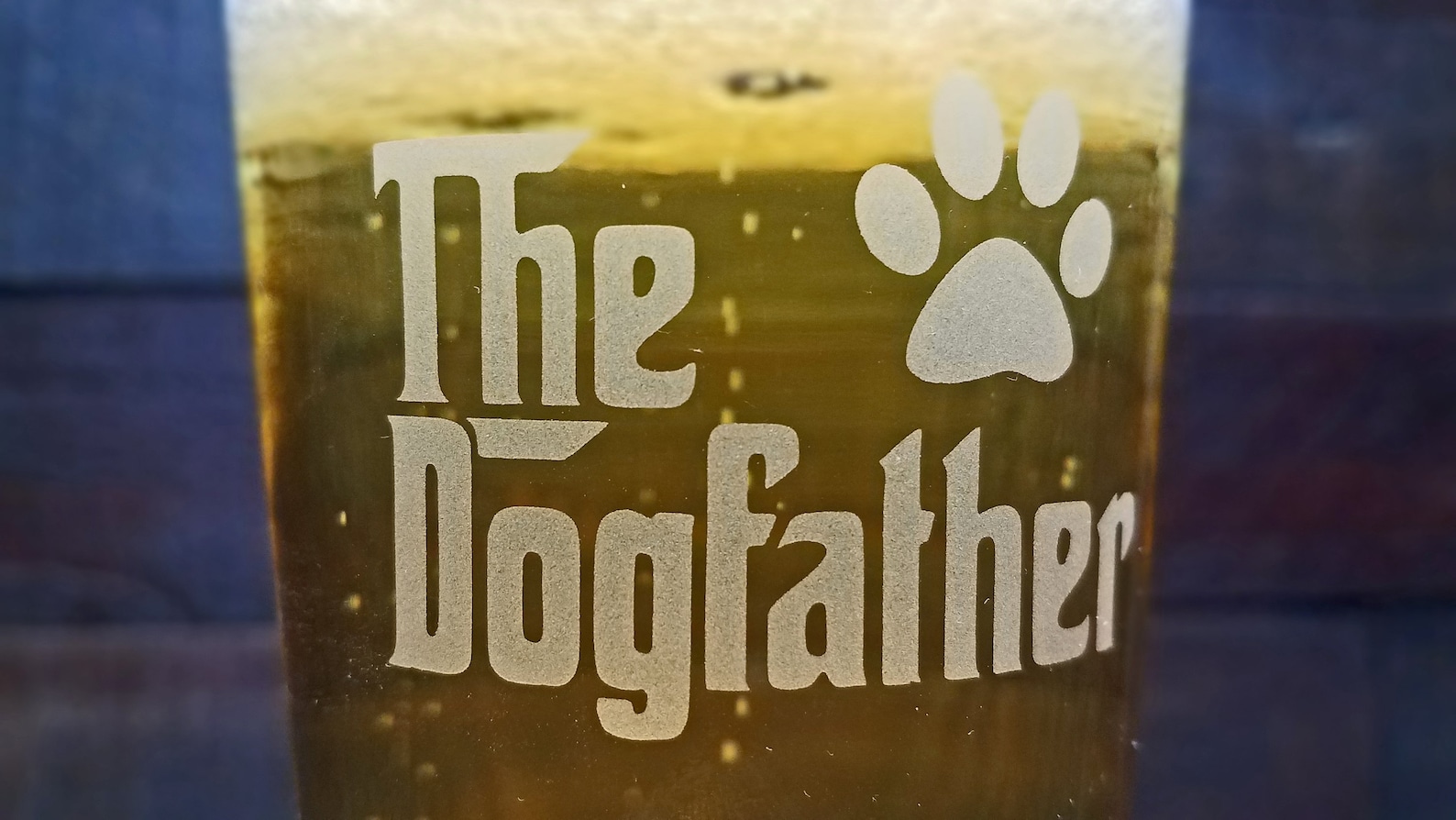 The Dogfather Beer Glass, Custom Engraved Drinking Glass, Engraved ...