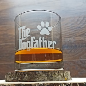 The Dogfather Whiskey Glass, Custom Engraved Bourbon Glass, Engraved ...
