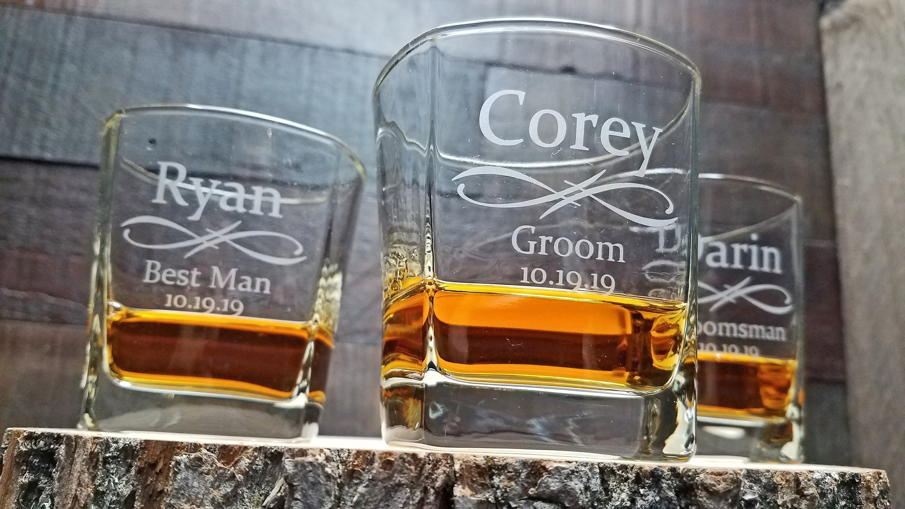 Groomsman Whiskey Glass Personalized Groomsmen T Square Etsy