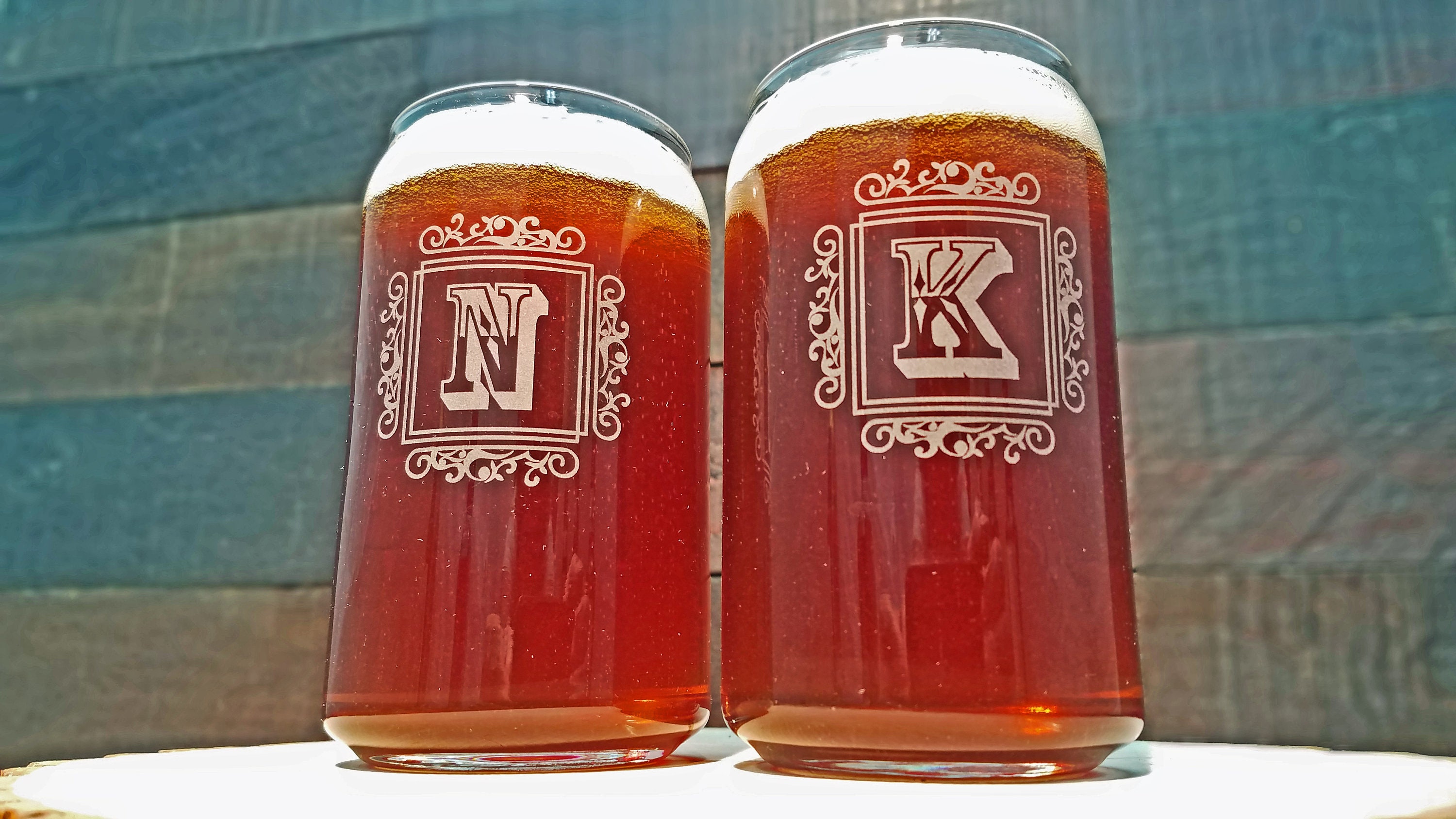 Monogrammed Beer Can Glasses Personalized Can Glasses Etsy
