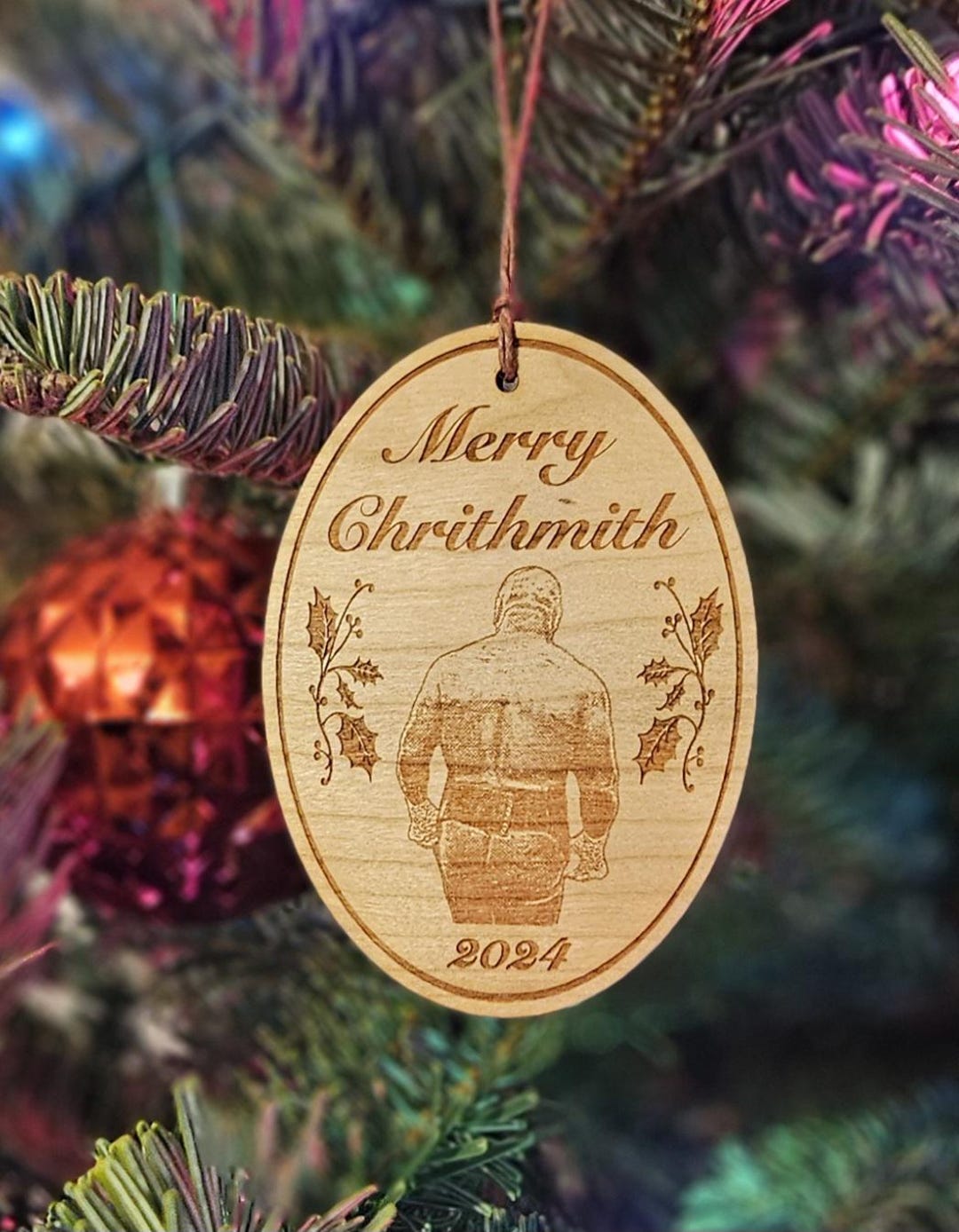 Mike Tyson Cheeky Christmas Holiday Ornament 2024 - "merry Chrithmith ...