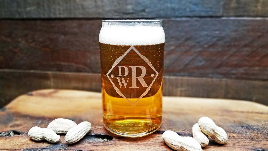 Monogrammed Beer Can Glasses, Custom Engraved Gift, Personalized ...