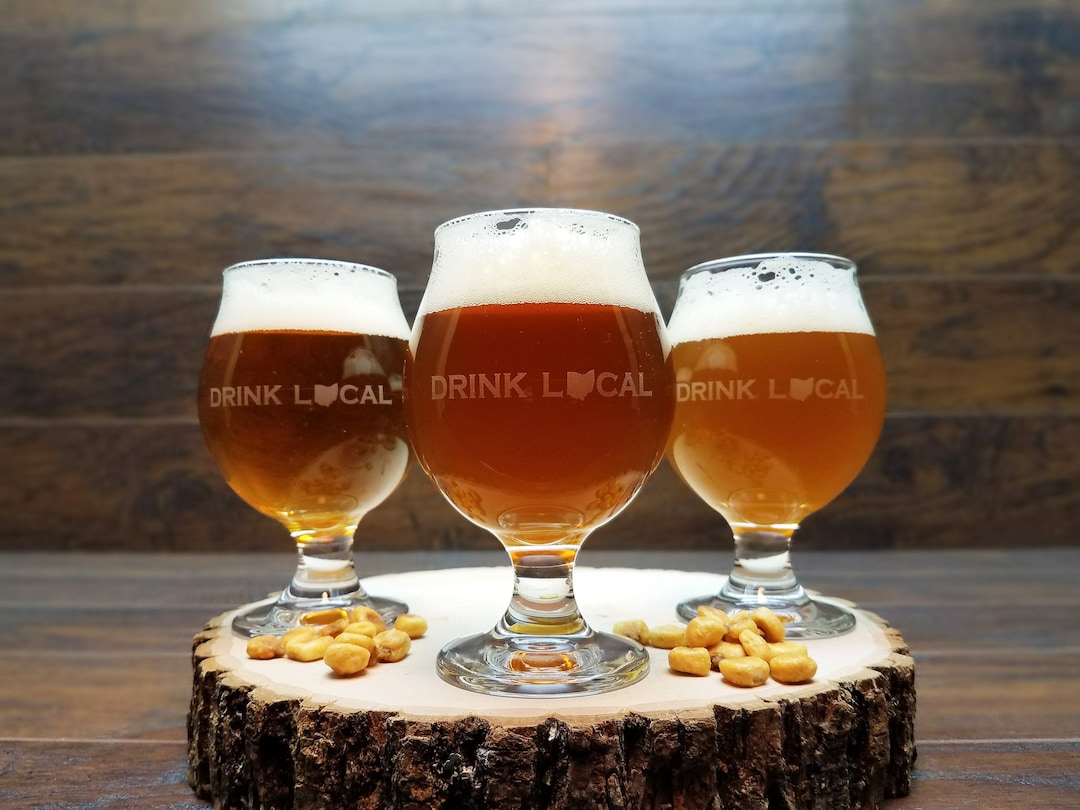 Drink Local Beer Glass, Personalized Beer Snifter, Custom Engraved ...