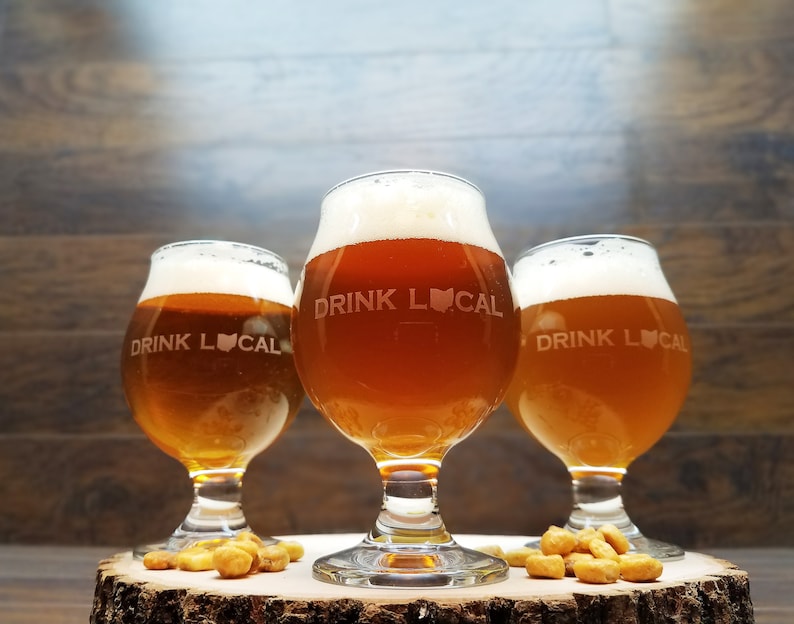 Drink Local Beer Glass Personalized Beer Snifter Custom - Etsy