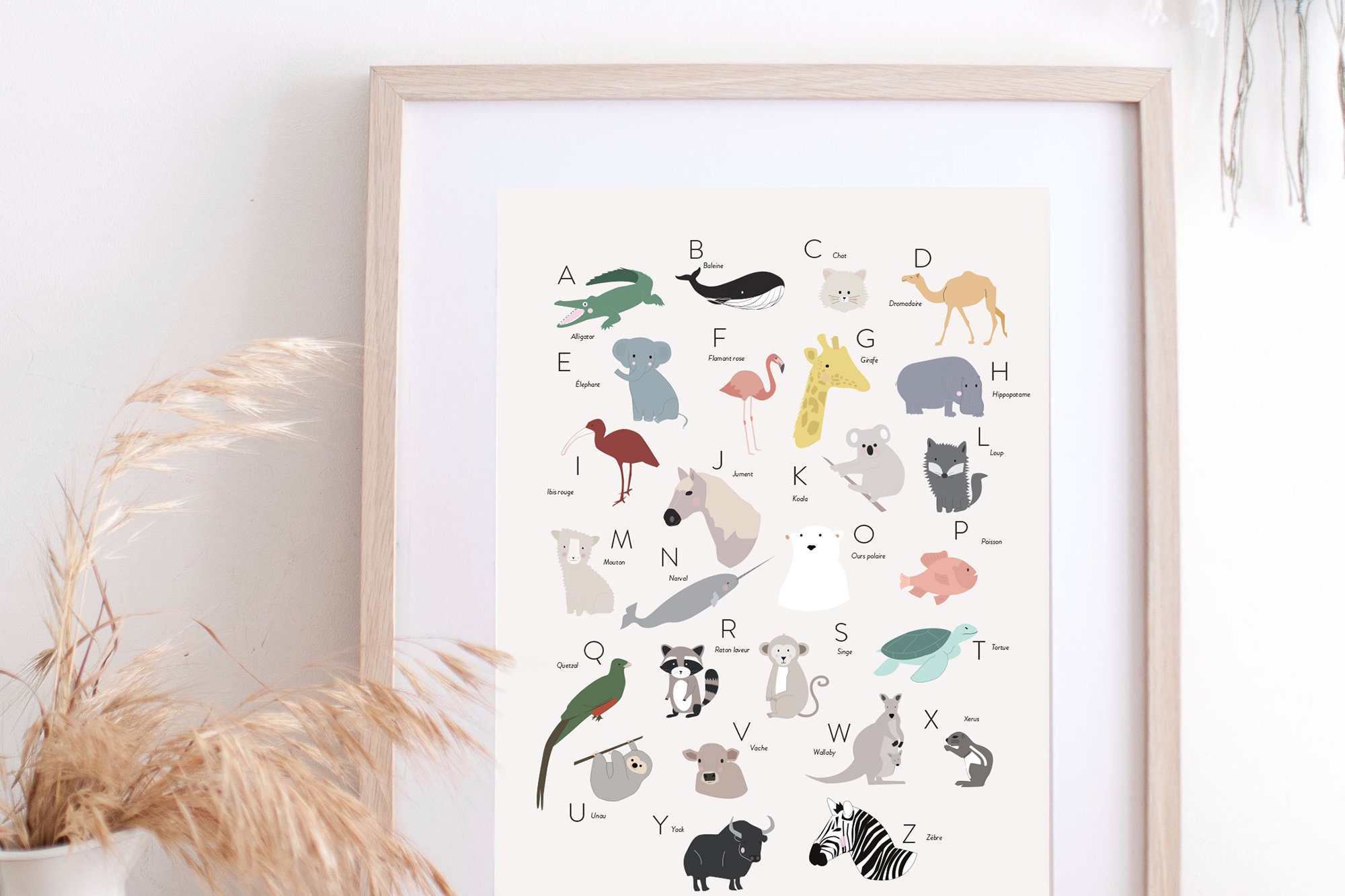 ABC Animals Poster Illustration With Alphabet Letters and - Etsy