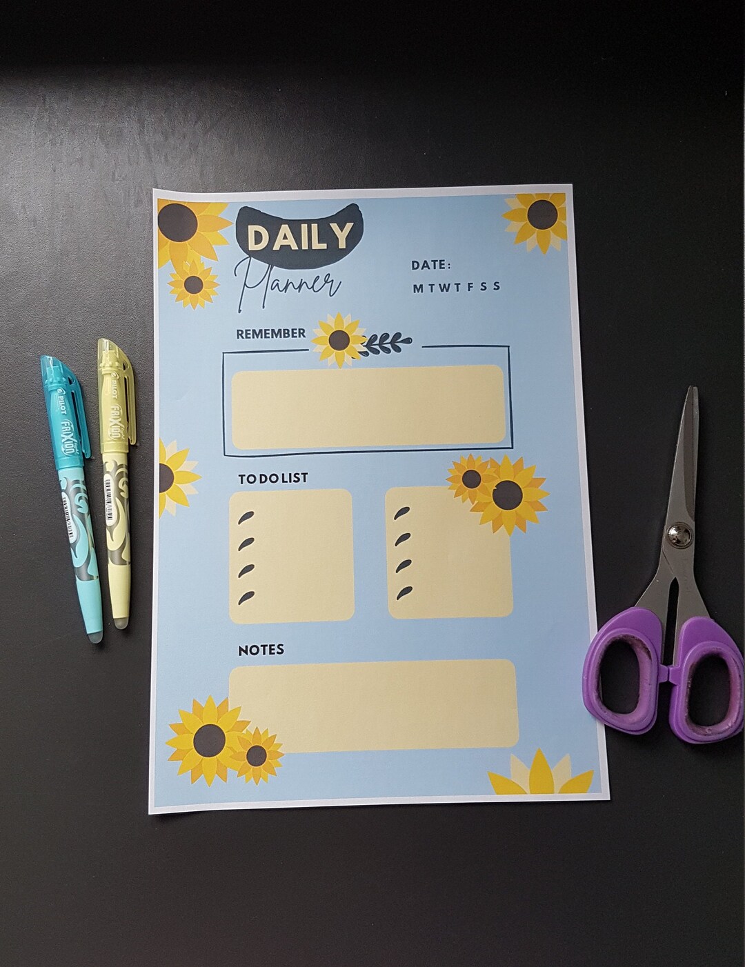 Sunflower Daily Planner Digital Download Printable - Etsy