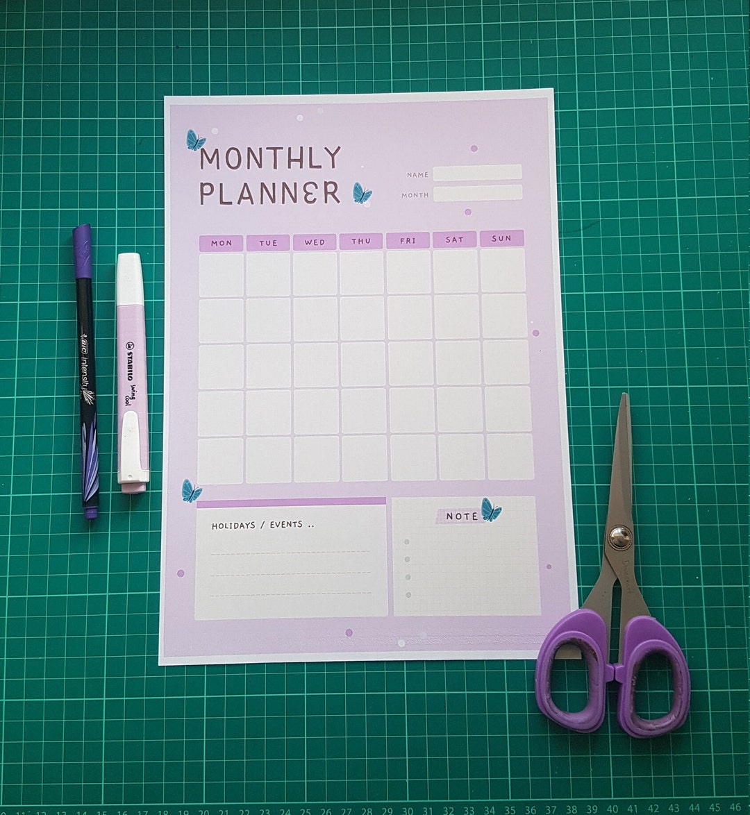 Monthly Planner Digital Download Printable- Purple - Etsy
