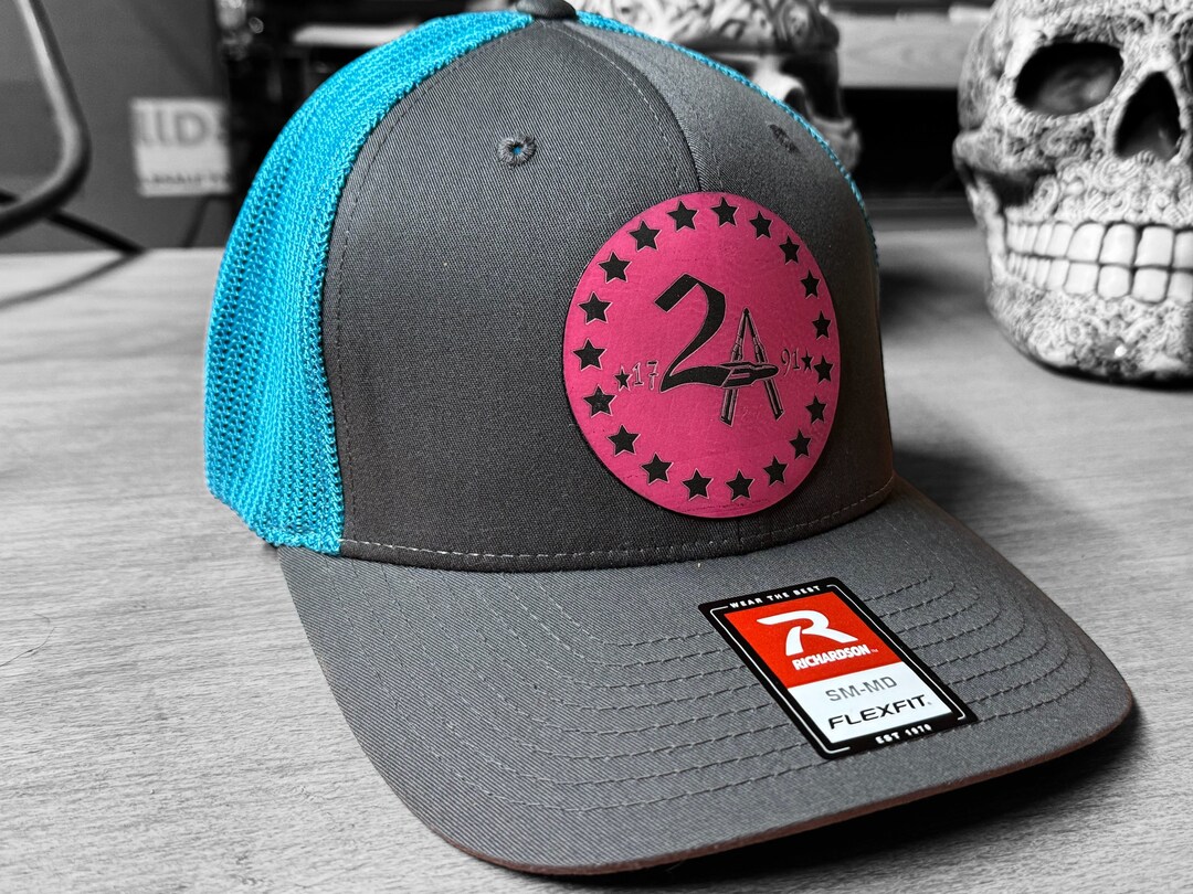 2A Richardson Flex Fit Circle Patch Hat, Custom Leather Patch Trucker Hat, Personalized Patch ...