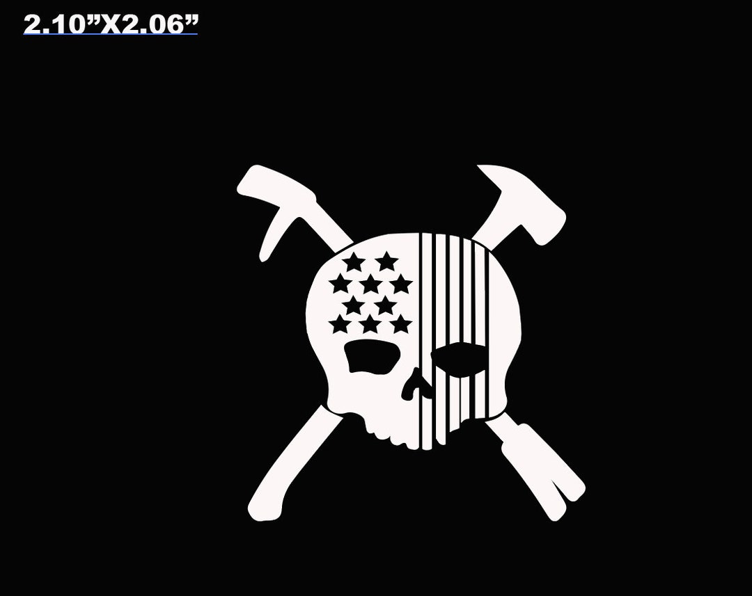 Firefighter Skull Vinyl Decal: Helmet Sticker, Fire Department Decal (2 ...