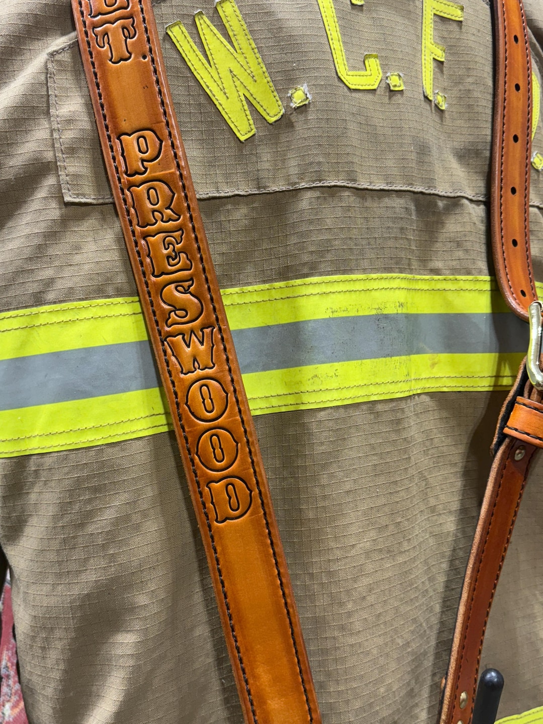 1.5 Inch Wide Custom Leather Firefighter Radio Strap, Personalized EMS ...