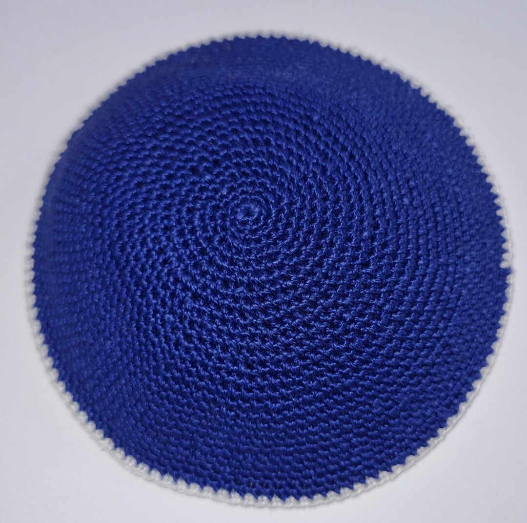 Knitted Kippah 12cm Royal Blue Jewish Kippah Hand Knit Yamakah Kippot ...